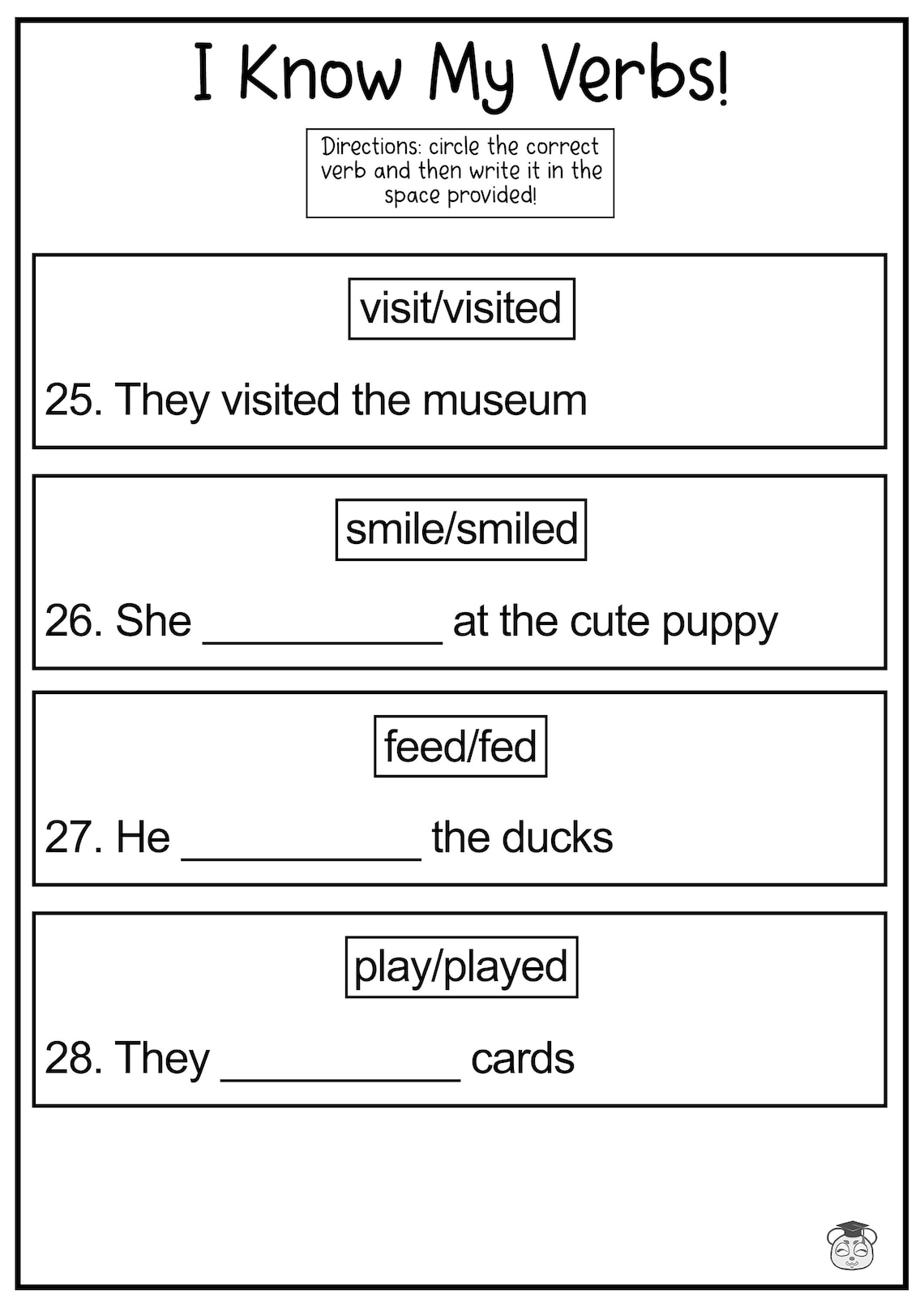 8 Printable Interactive Verb English Worksheets! Fill in the Blank ...