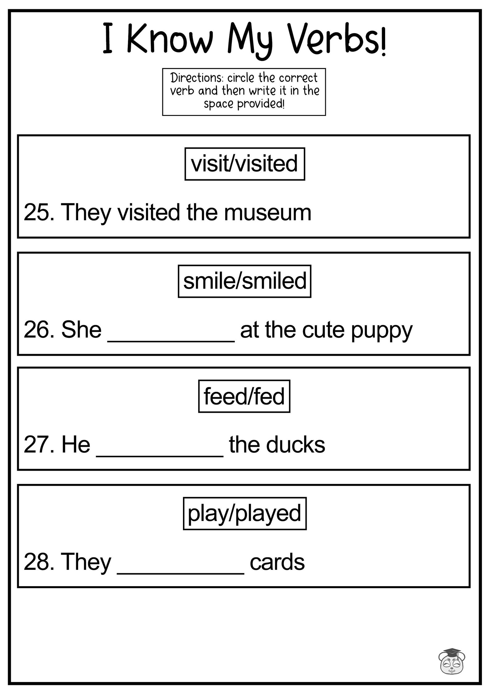 8 Printable Interactive Verb English Worksheets! Fill in the Blank ...