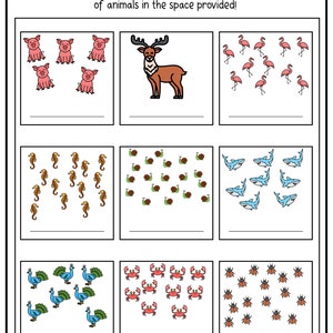 6 Printable Animal Counting Math Worksheets! Children's Counting ...