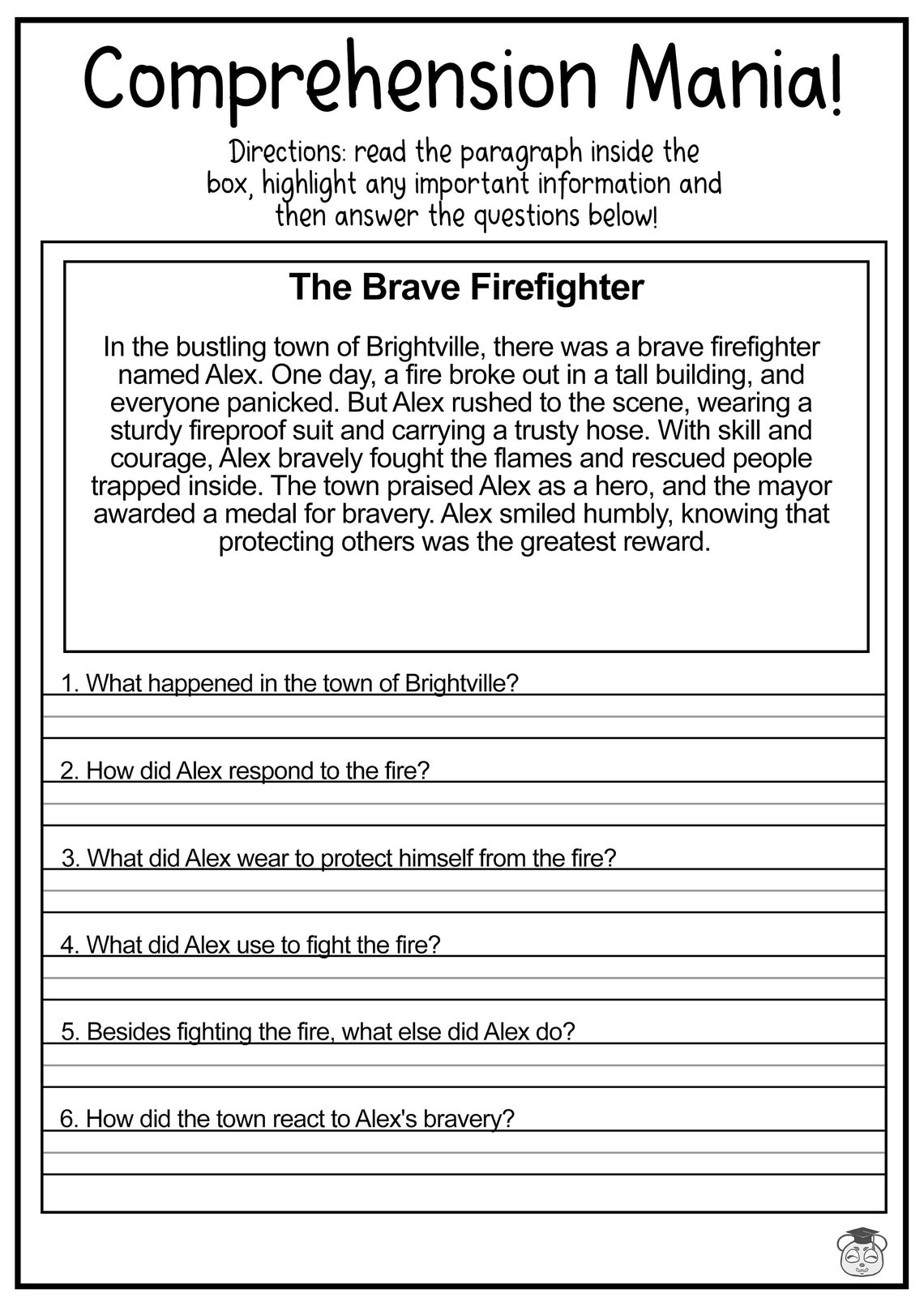 10 Printable Reading Comprehension English Worksheets! Comprehension ...