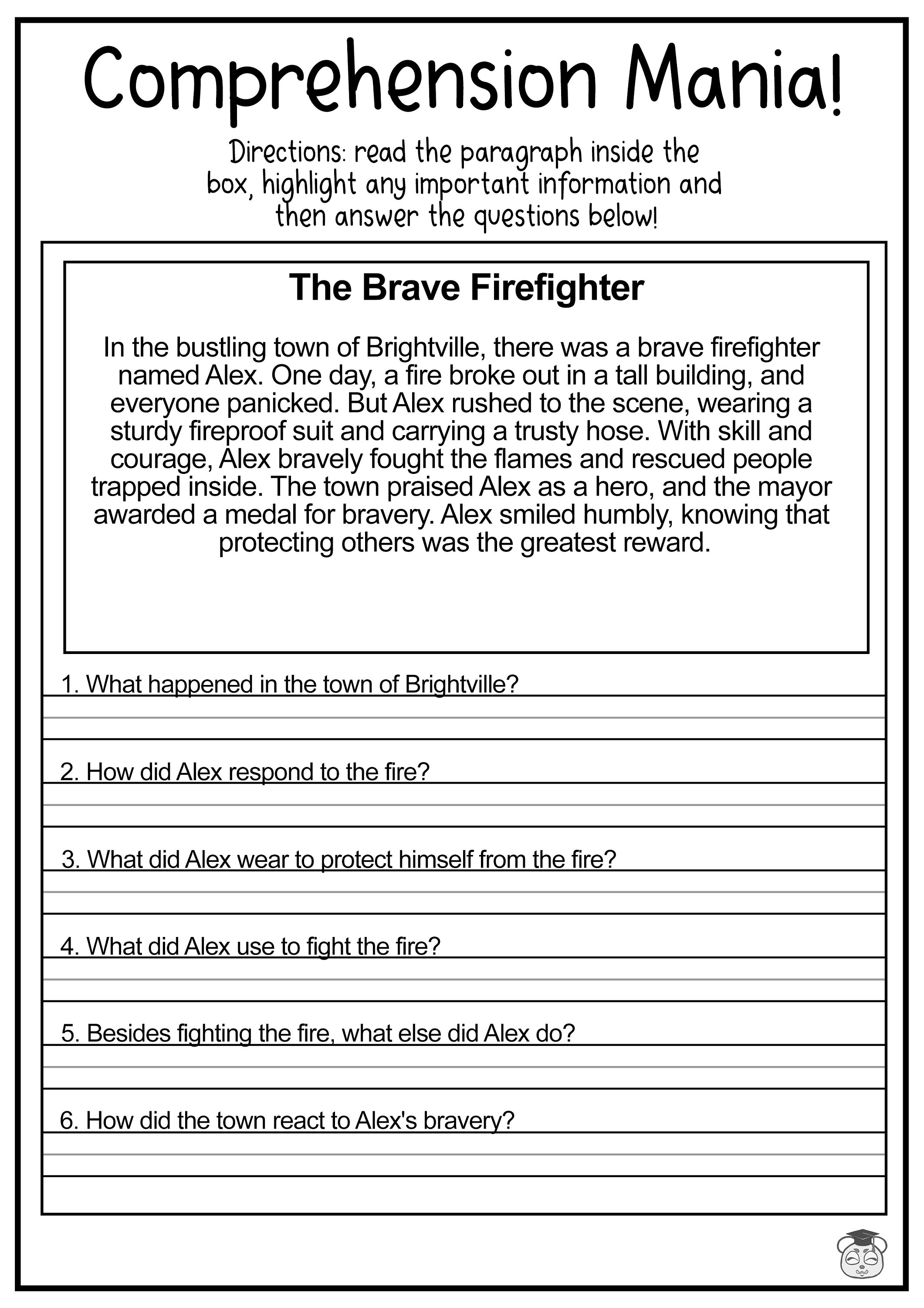 10 Printable Reading Comprehension English Worksheets! Comprehension ...