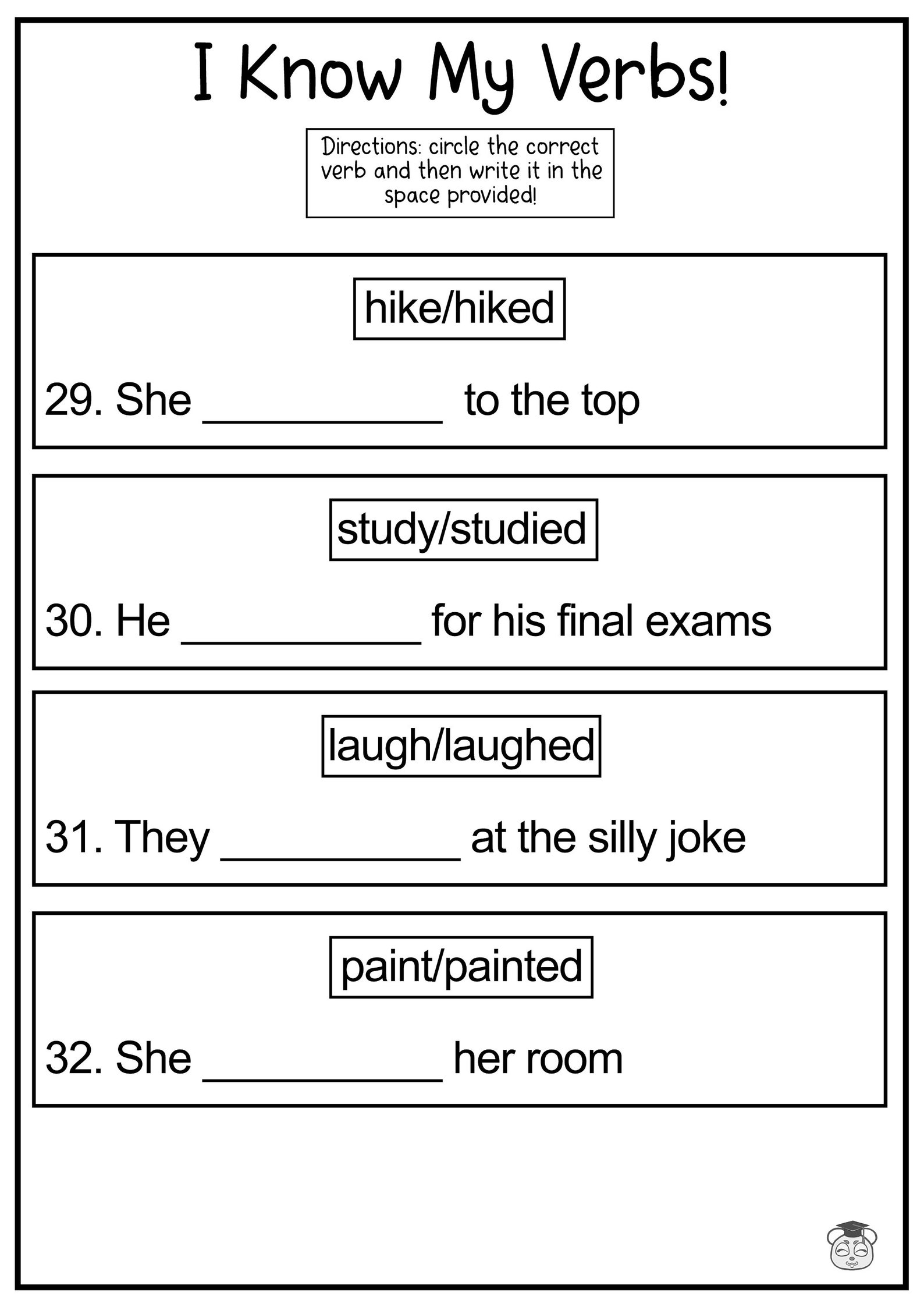 8 Printable Interactive Verb English Worksheets! Fill in the Blank ...