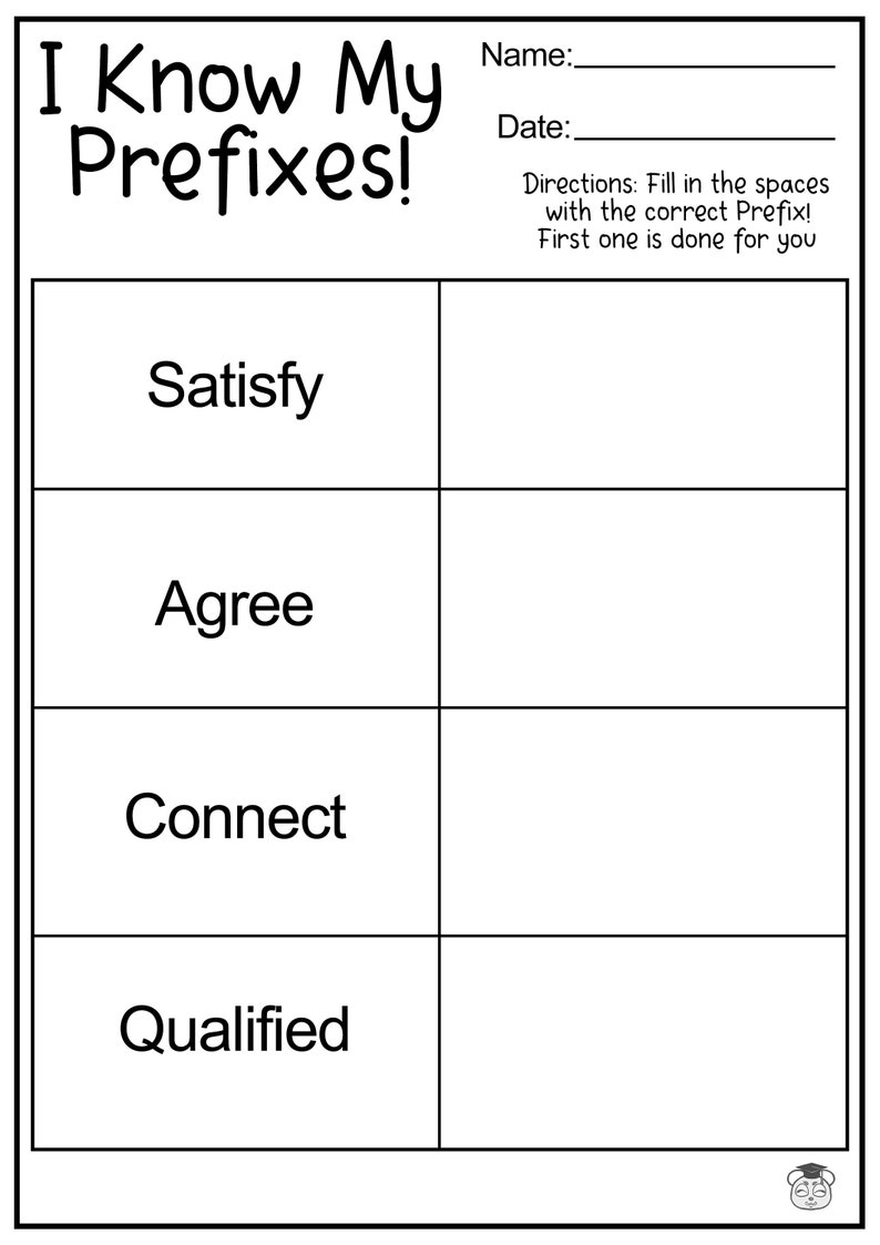 10 Printable Fill in the Prefixes English Worksheets! Boost Vocabulary ...