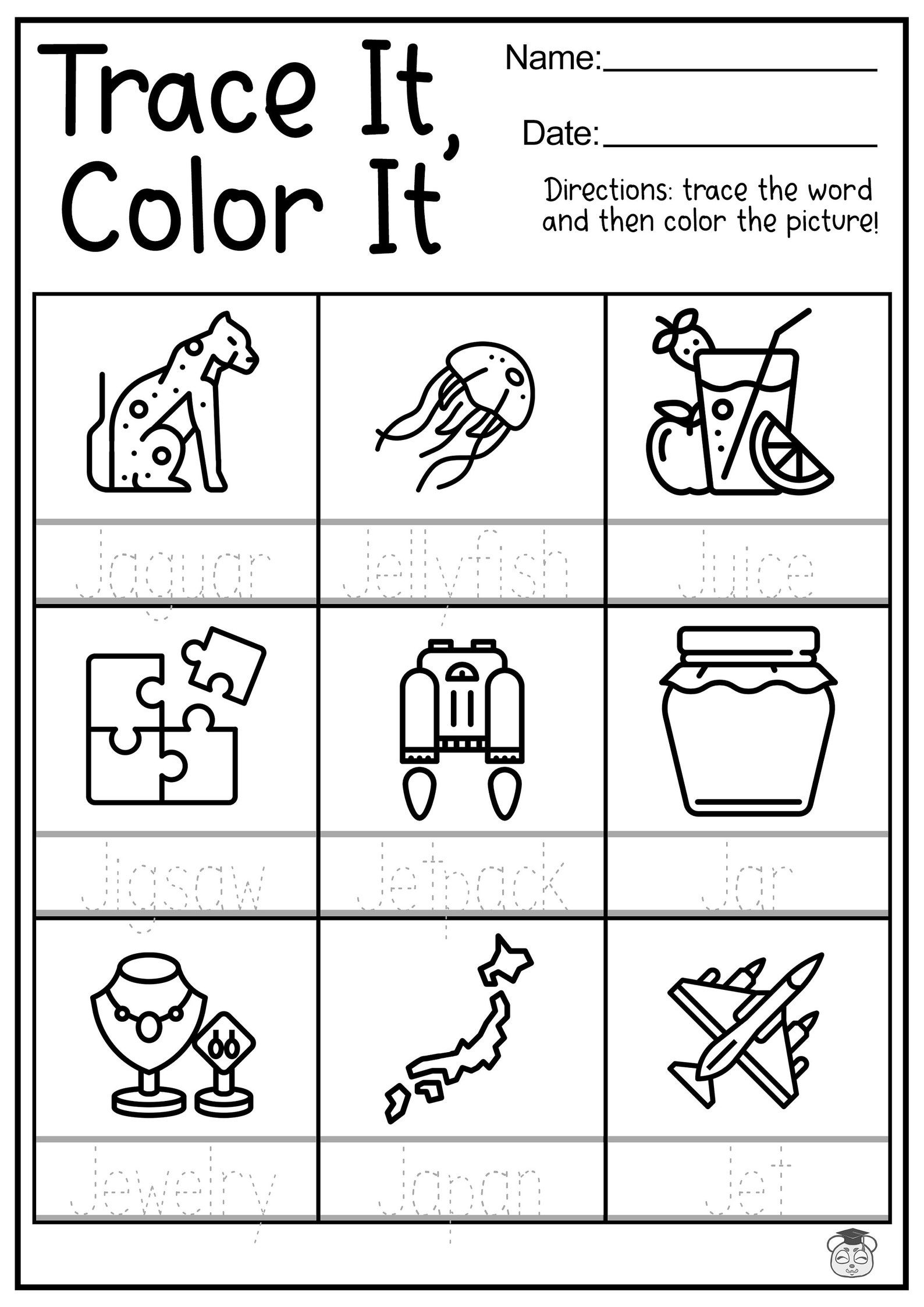 24 Printable Alphabetical Trace & Color English Worksheets! (ages 4 - 7 ...