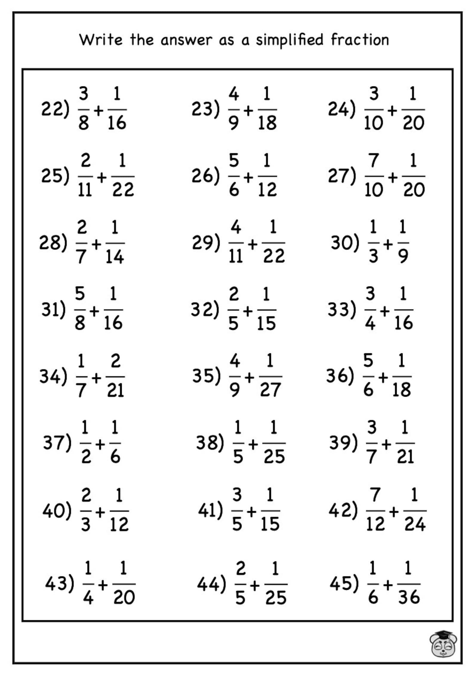 Fun Fraction Addition Practice for Kids 7-11 | Educational Math ...