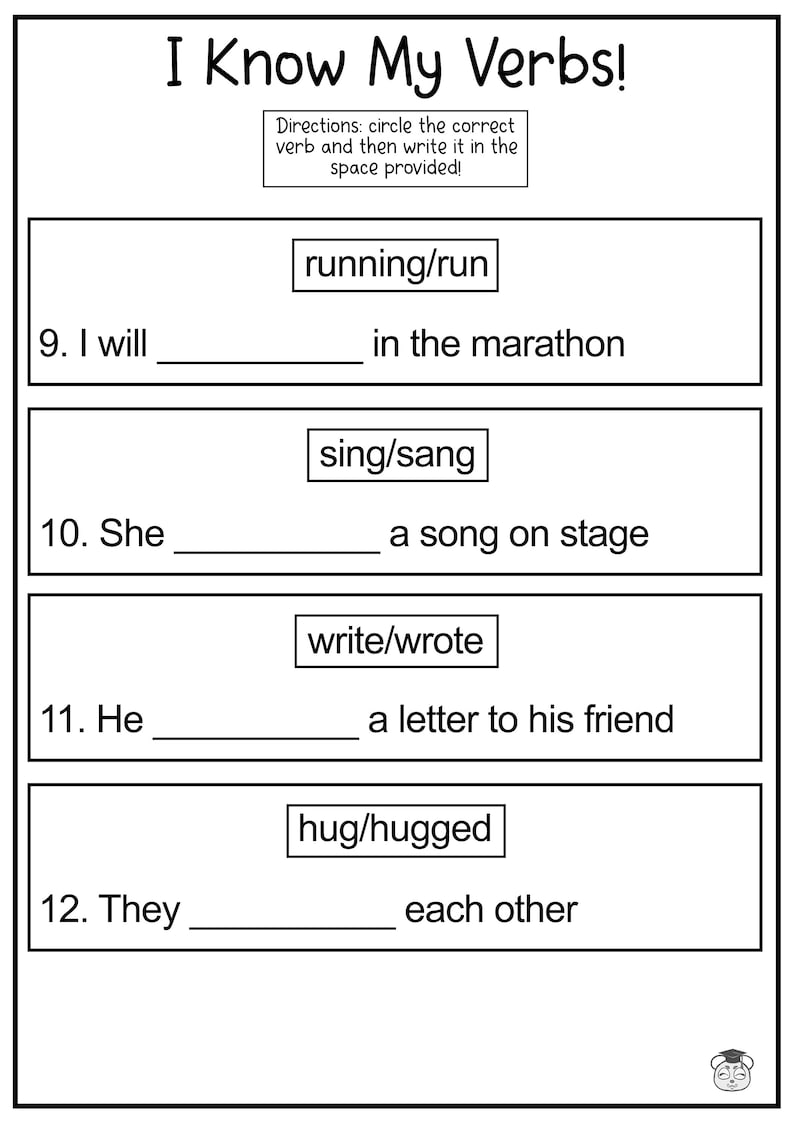 8 Printable Interactive Verb English Worksheets! Fill in the Blank ...