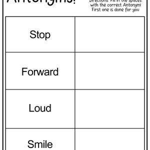 10 Printable Antonym English Worksheets! Fill in the Blank Using ...