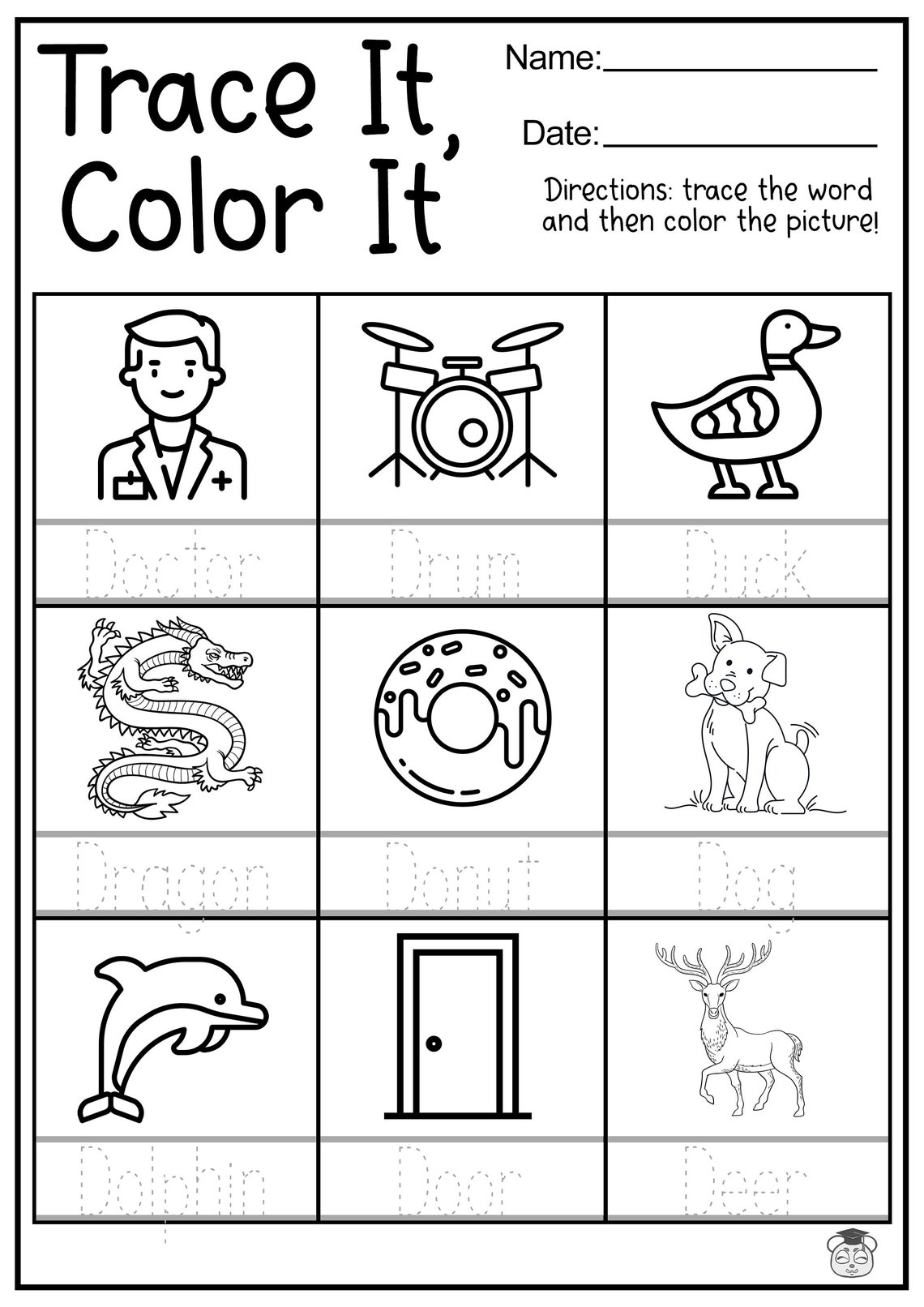 24 Printable Alphabetical Trace & Color English Worksheets! (ages 4 - 7 ...