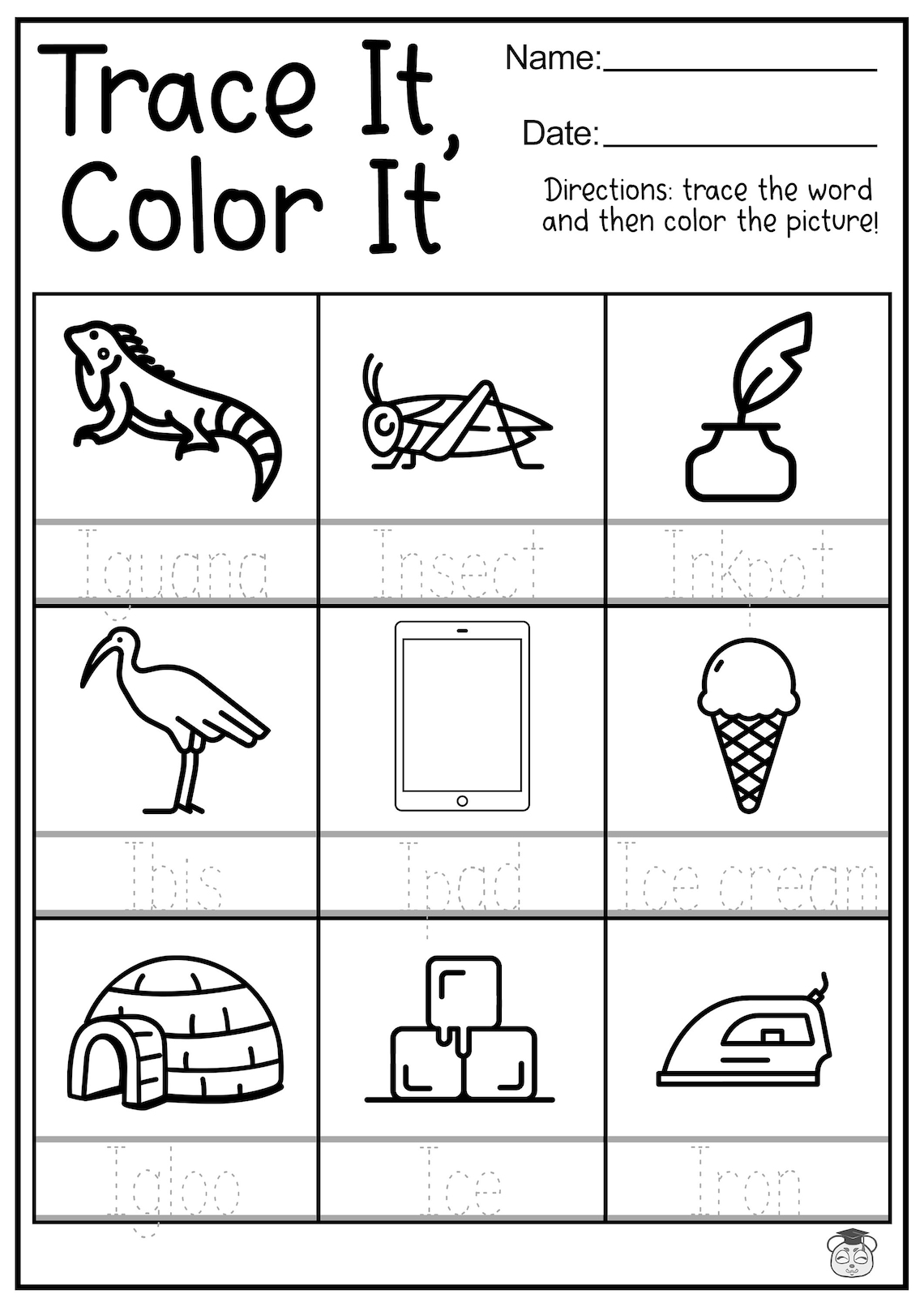 24 Printable Alphabetical Trace & Color English Worksheets ages 4 7 KG1 ...