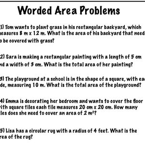 45 Printable Area and Perimeter Math Workbook! Engaging Shape Questions ...