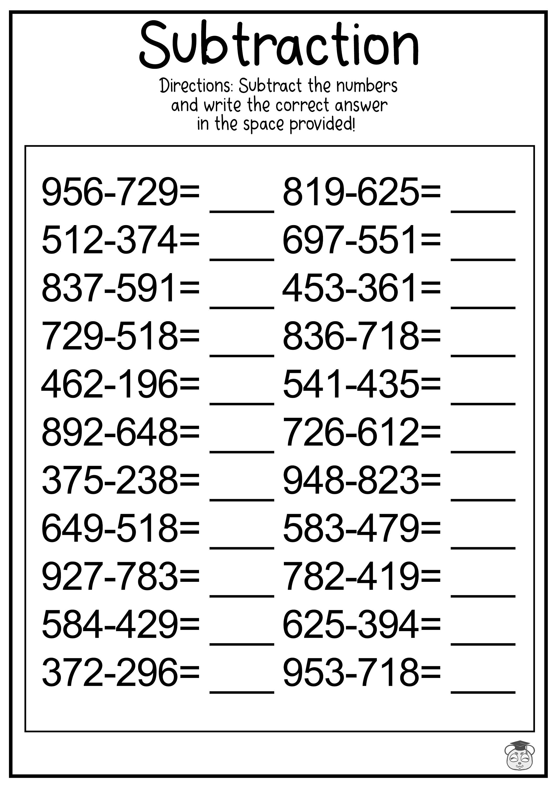 9 Printable Subtraction Math Worksheets Subtraction Practice - Etsy UK