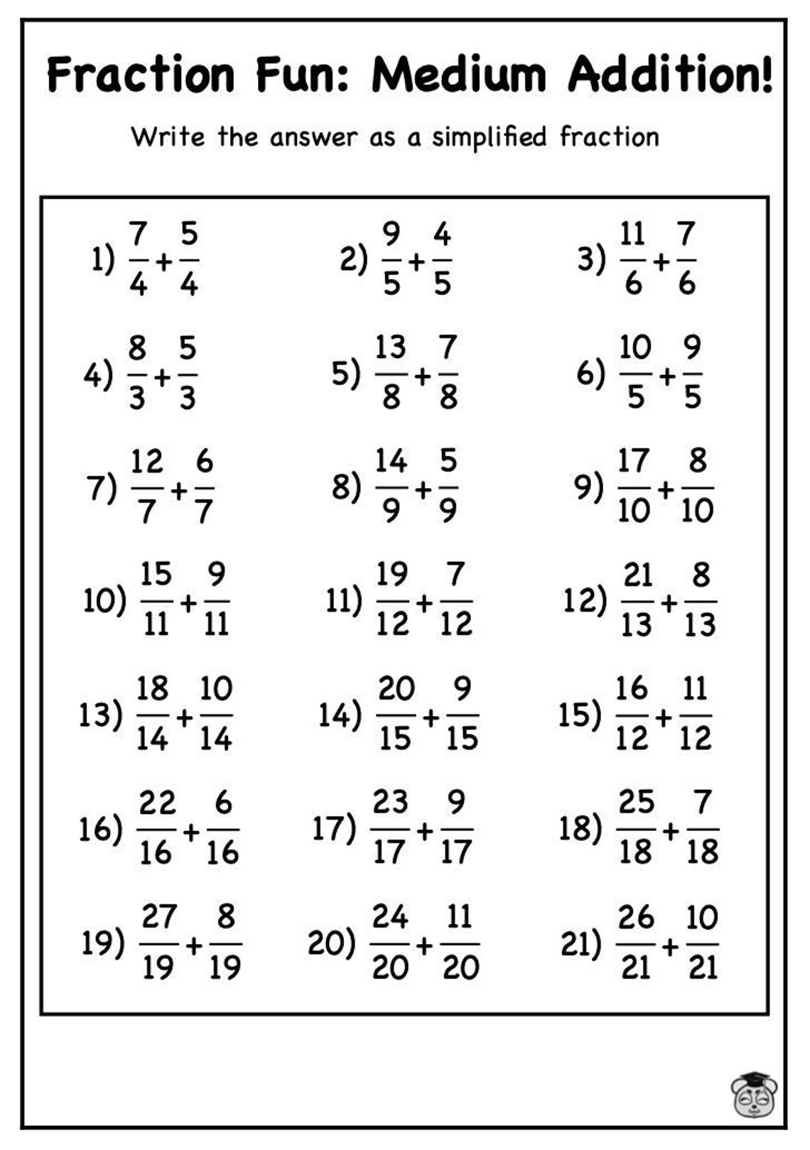 Improper Fraction Addition Worksheets for Kids 7-11 | Top Heavy ...