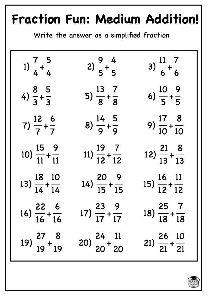 Improper Fraction Addition Worksheets for Kids 7-11 | Top Heavy ...