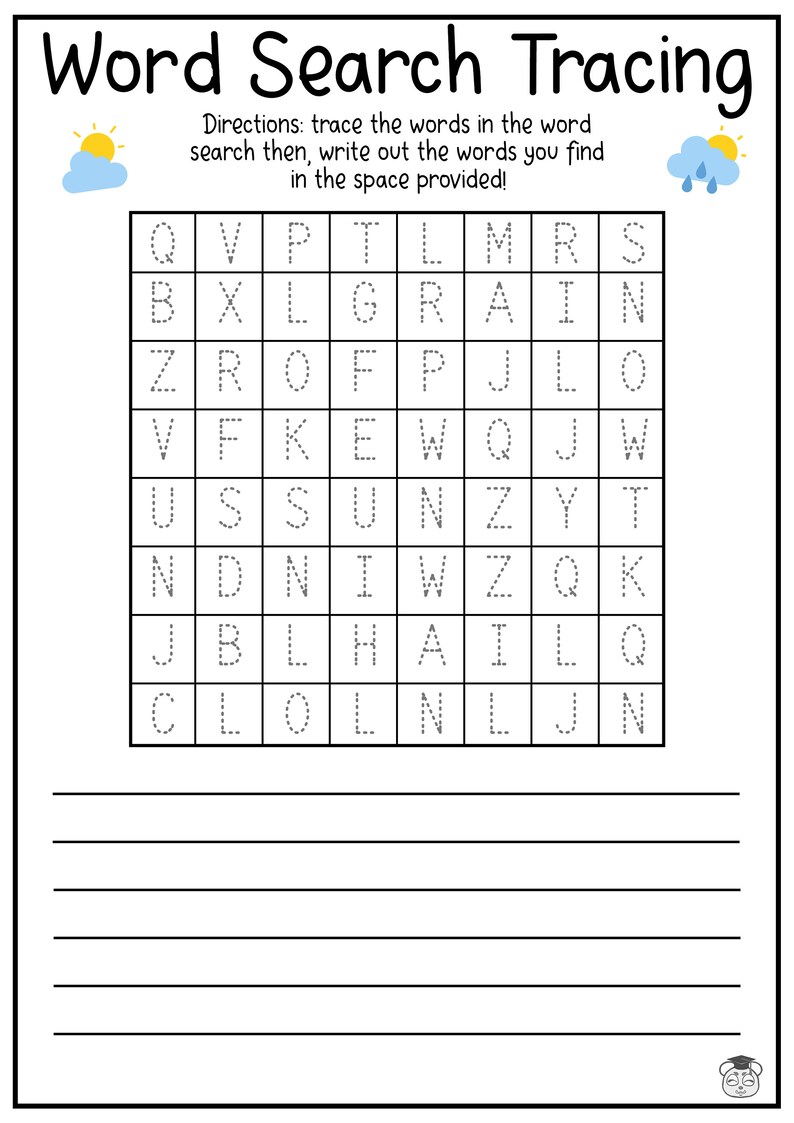 7 Printable Word Search & Trace Writing Practice! Search, Trace and ...