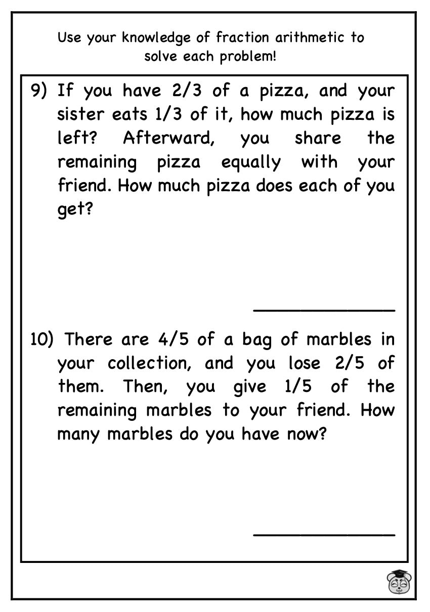 13 Page Printable Fraction Mastery: Solve Multistep Word Problems With ...