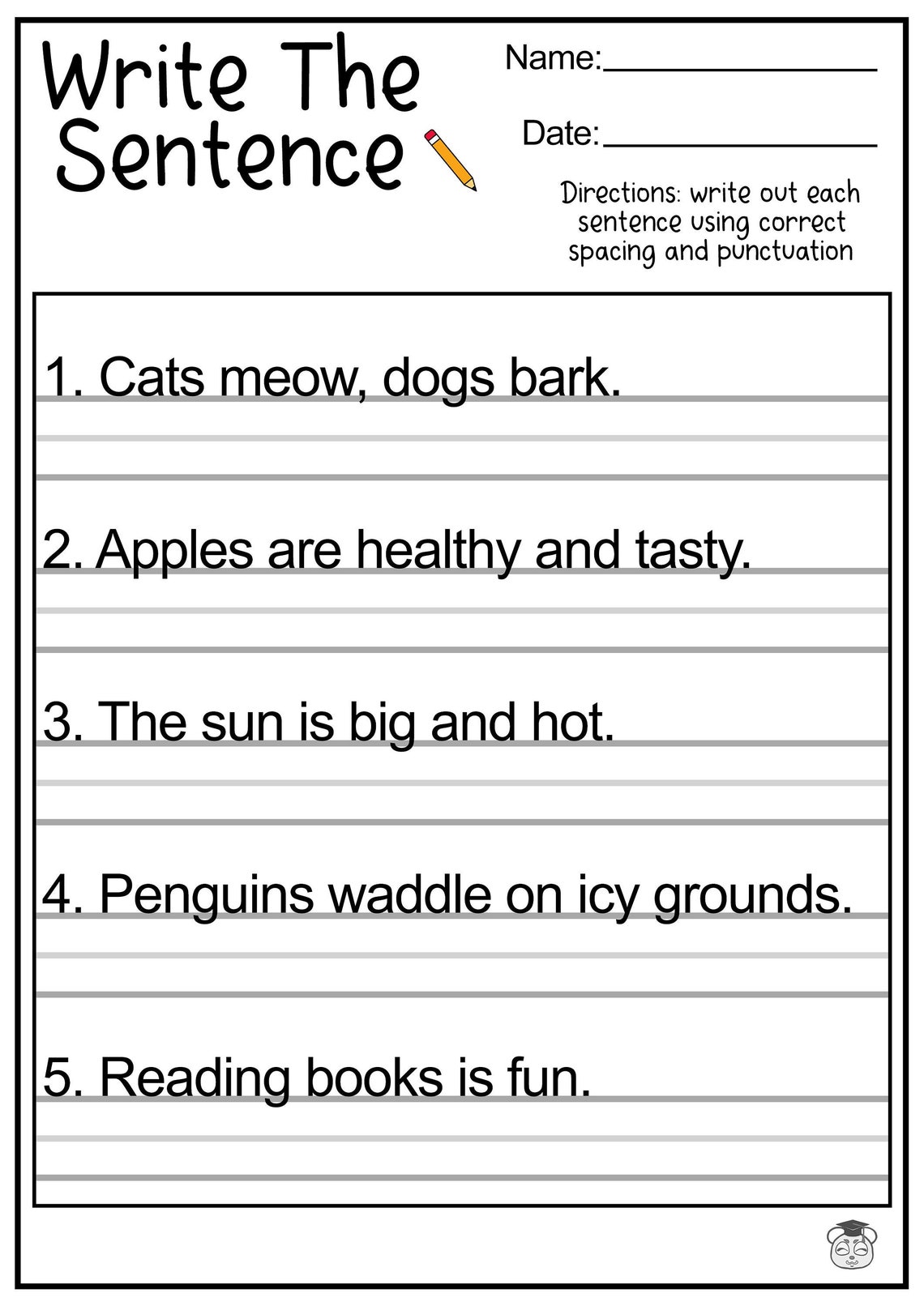 11 Printable Sentence Writing English Worksheets! Improve Reading and ...