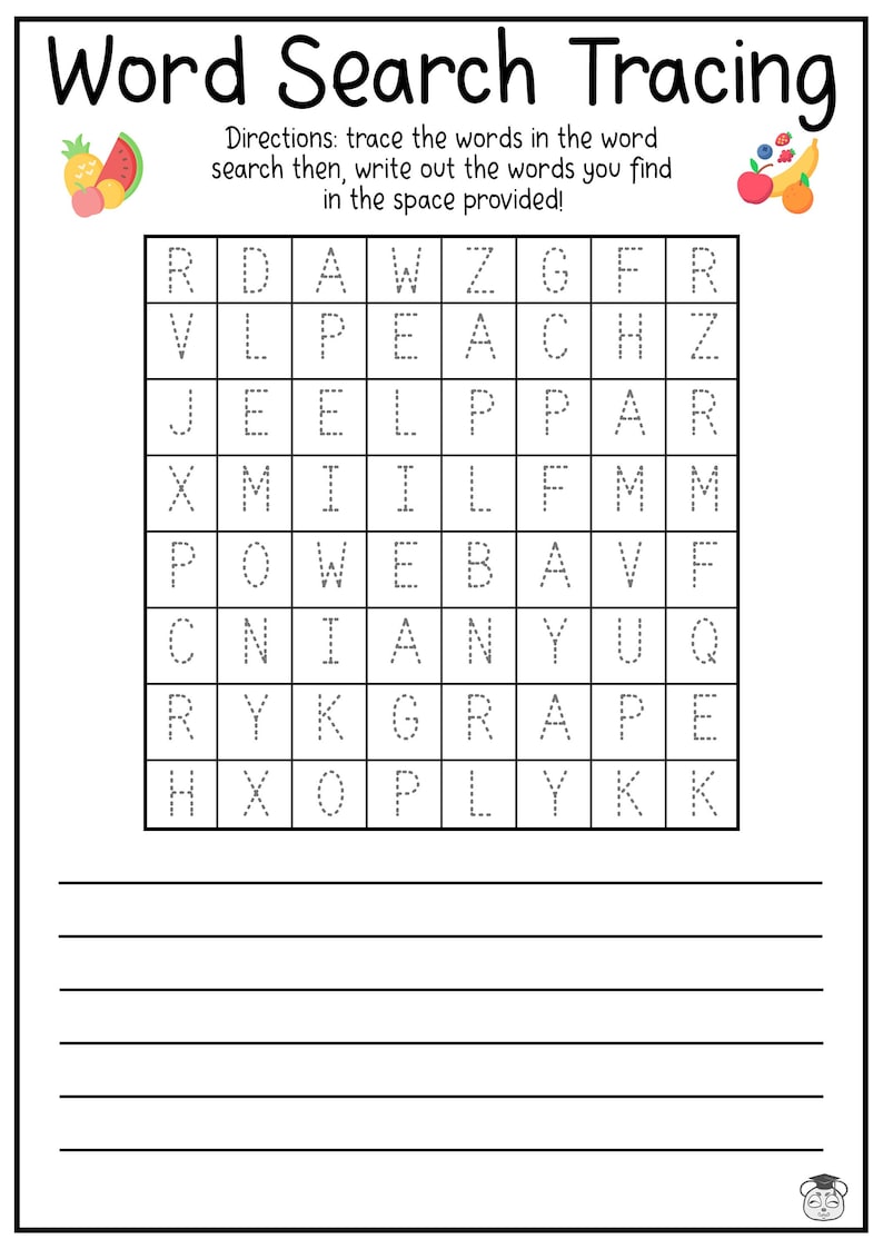 7 Printable Word Search & Trace Writing Practice! Search, Trace and ...