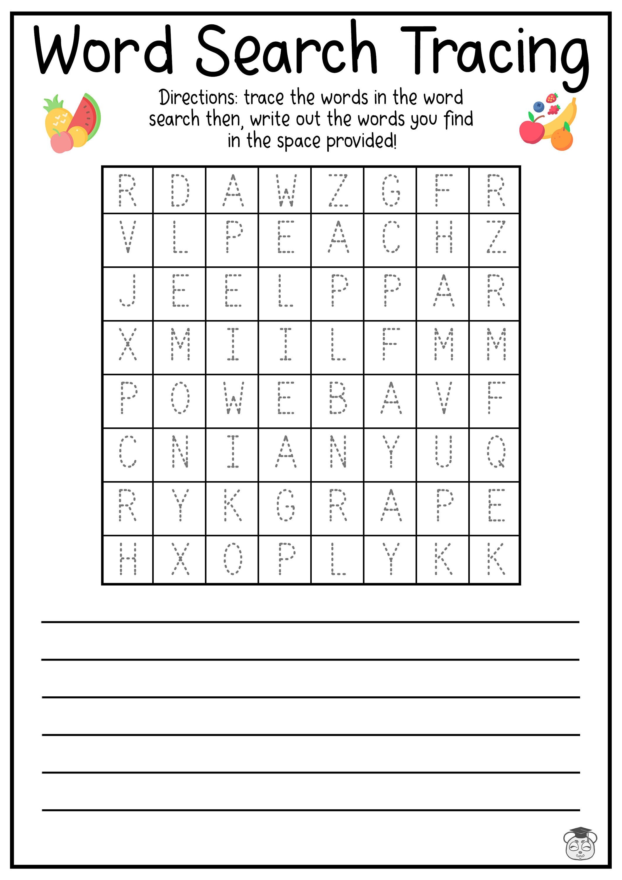 7 Printable Word Search & Trace Writing Practice! Search, Trace and ...