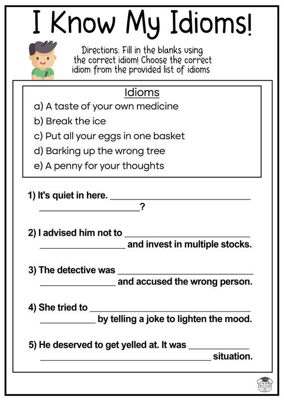 Idioms Worksheet Idioms Activities And Ideas Are Easy And Fun For 3rd