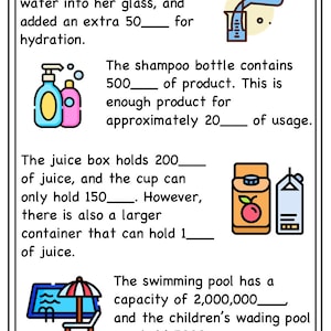 7 Page Printable Mastering Metric Capacity Conversion: Solve, Compare ...