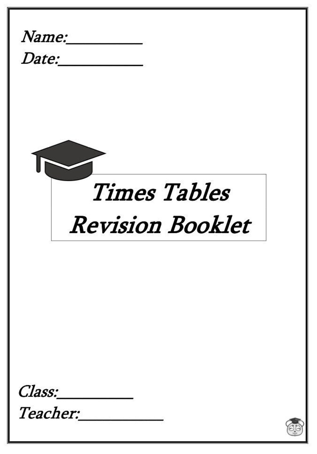 11 Paged, Printable Times Tables Math Workbook! Math Revision Booklet ...