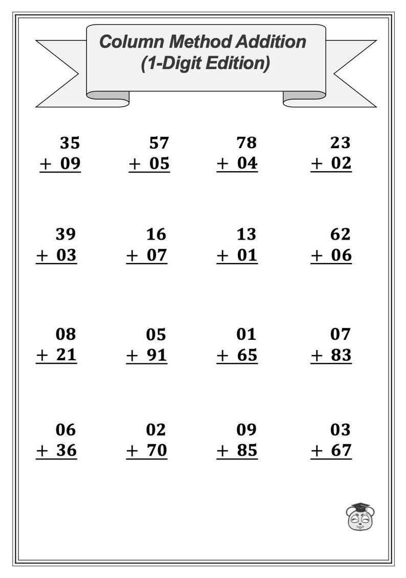 4 Printable (1-4 Digit) Column Method Addition Math Worksheets ...