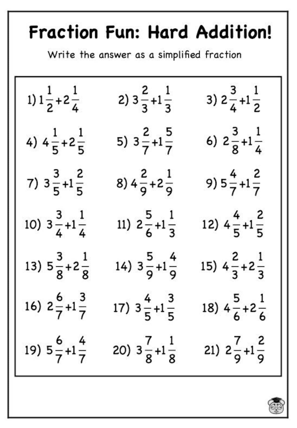 Mixed Fraction Subtraction Practice Kids 7-11 | Educational Math ...