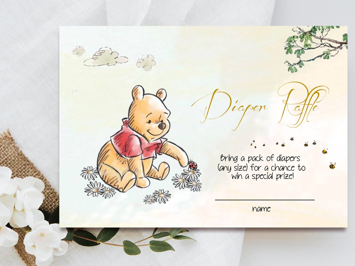 Editable Classic Winnie the Pooh Diaper Raffle Winnie Pooh - Etsy UK