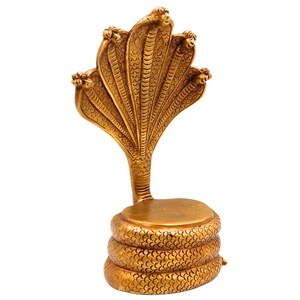 Brass Sheshnag Singhasan: Five-headed Snake Prabhavali for Pooja Mandir ...