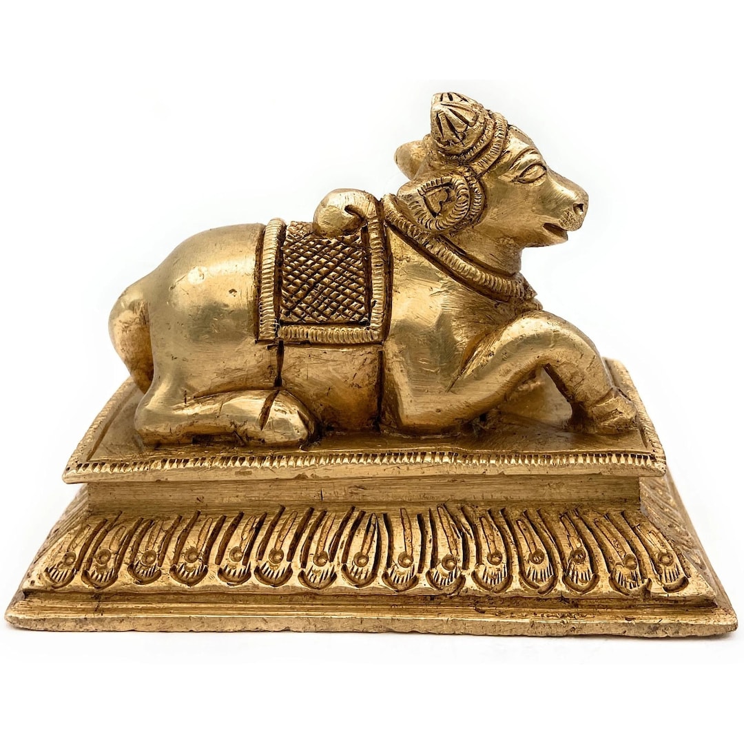 Bhunes Brass Nandi Statue, Nandhi Idol Murti Bull ox Nandi God Statue ...