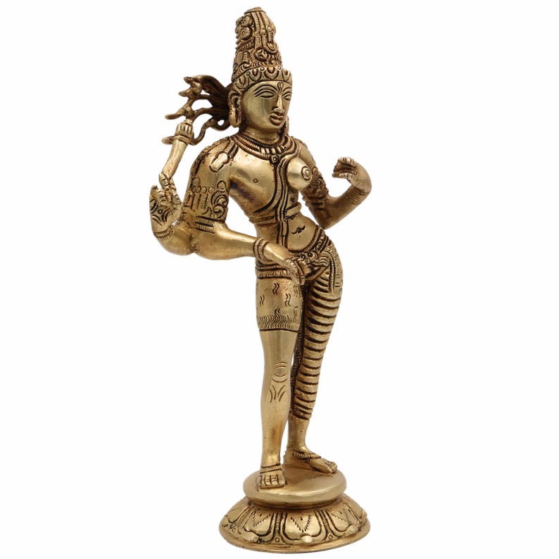 Brass Ardhanarishwar Idol: Shiva Parvati Statue, Home Temple Decor ...