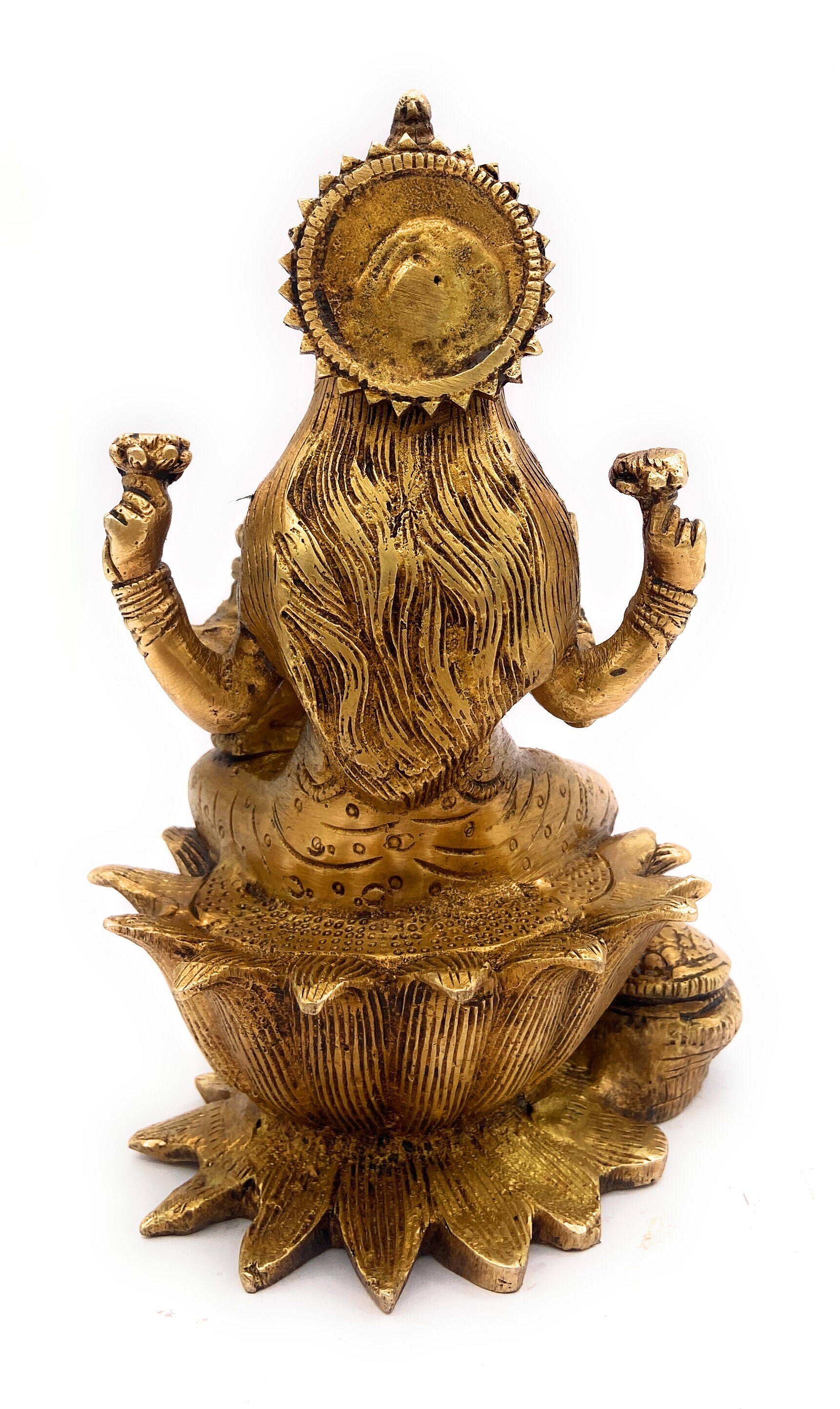 Bhunes Brass Goddess Laxmi Idol, Lakshmi Statue Sitting on Lotus, Maha ...