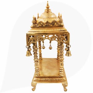 Handcrafted Brass Temple Mandir: Pooja Room Decor, 21 Inch - Etsy