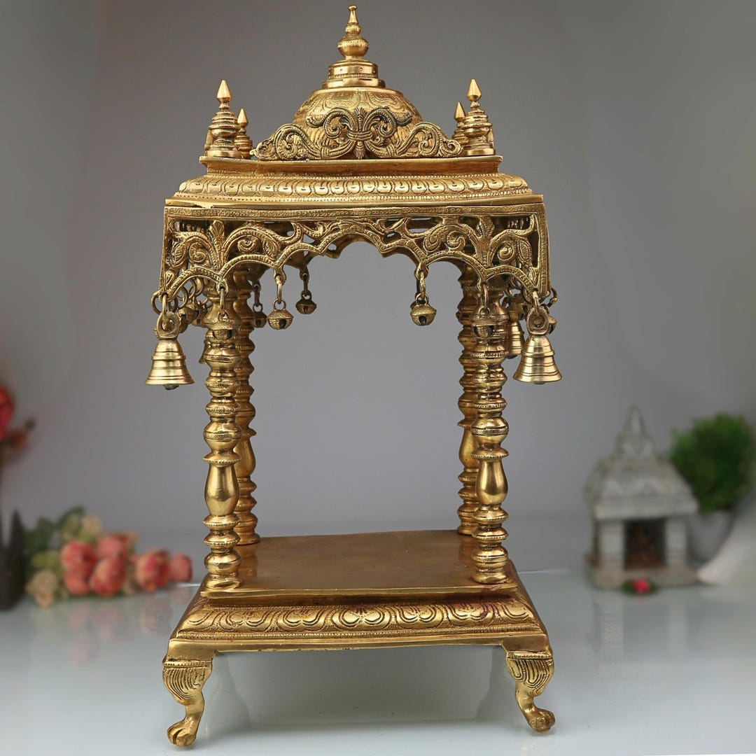 Handcrafted Brass Temple Mandir: Pooja Room Decor, 21 Inch - Etsy