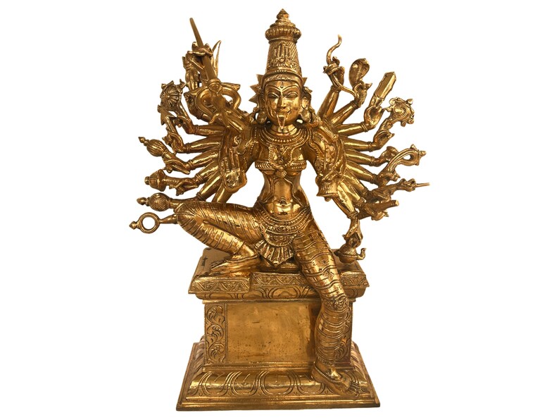 Bhunes Bronze Goddess Durga Devi With 20 Hands Idols, 2ft Durga Parwati ...