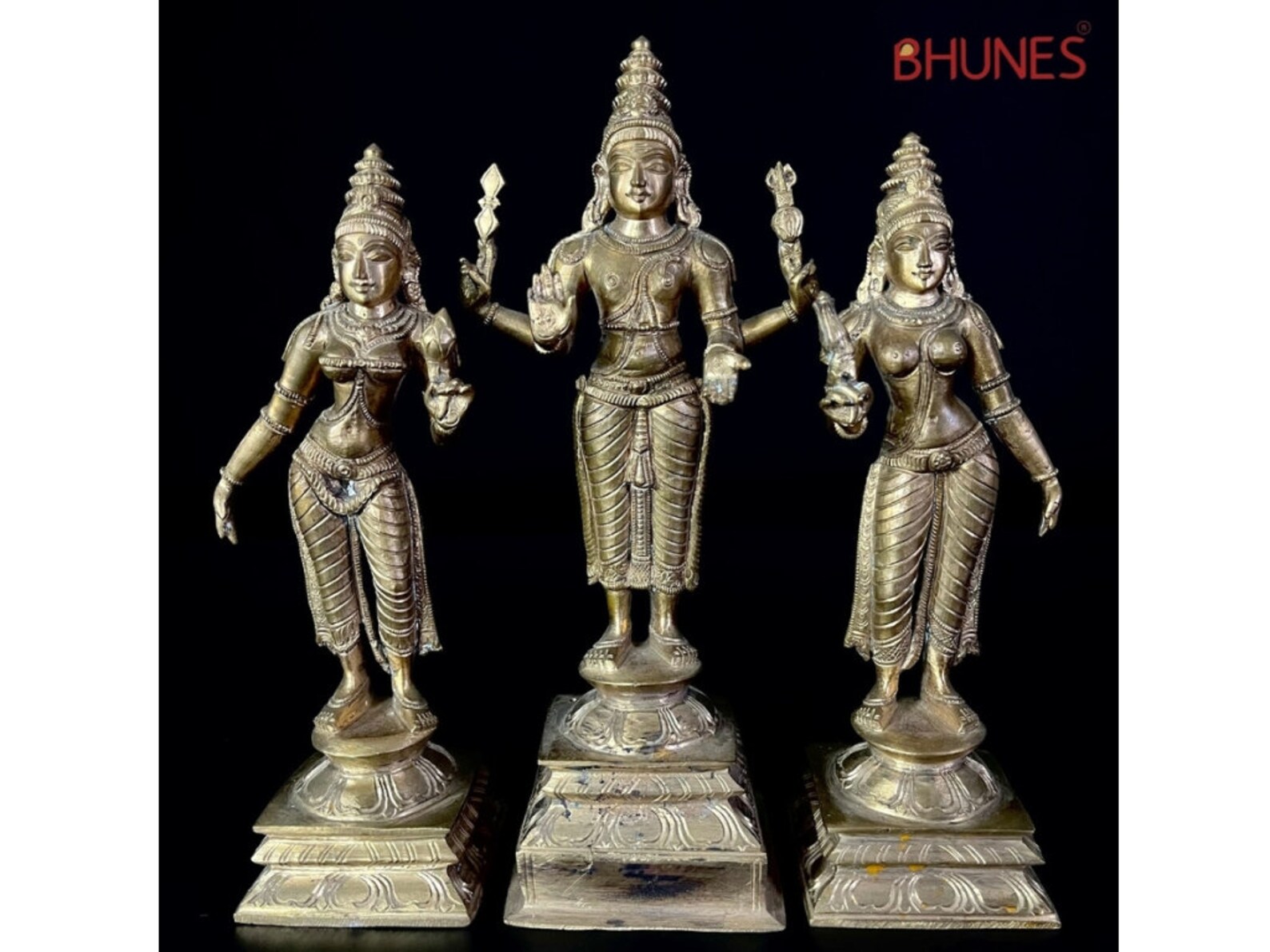 Bhunes Bronze Murugan Idols With Devasana and Valli Panchdhatu Kartik ...