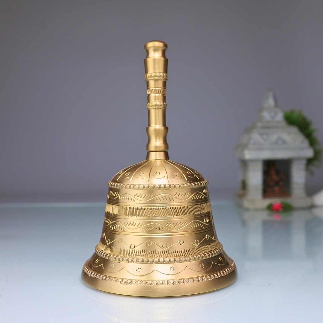 Handcrafted Bronze Pooja Bell: 7-inch Panchaloha Ghanti for Aarti - Etsy