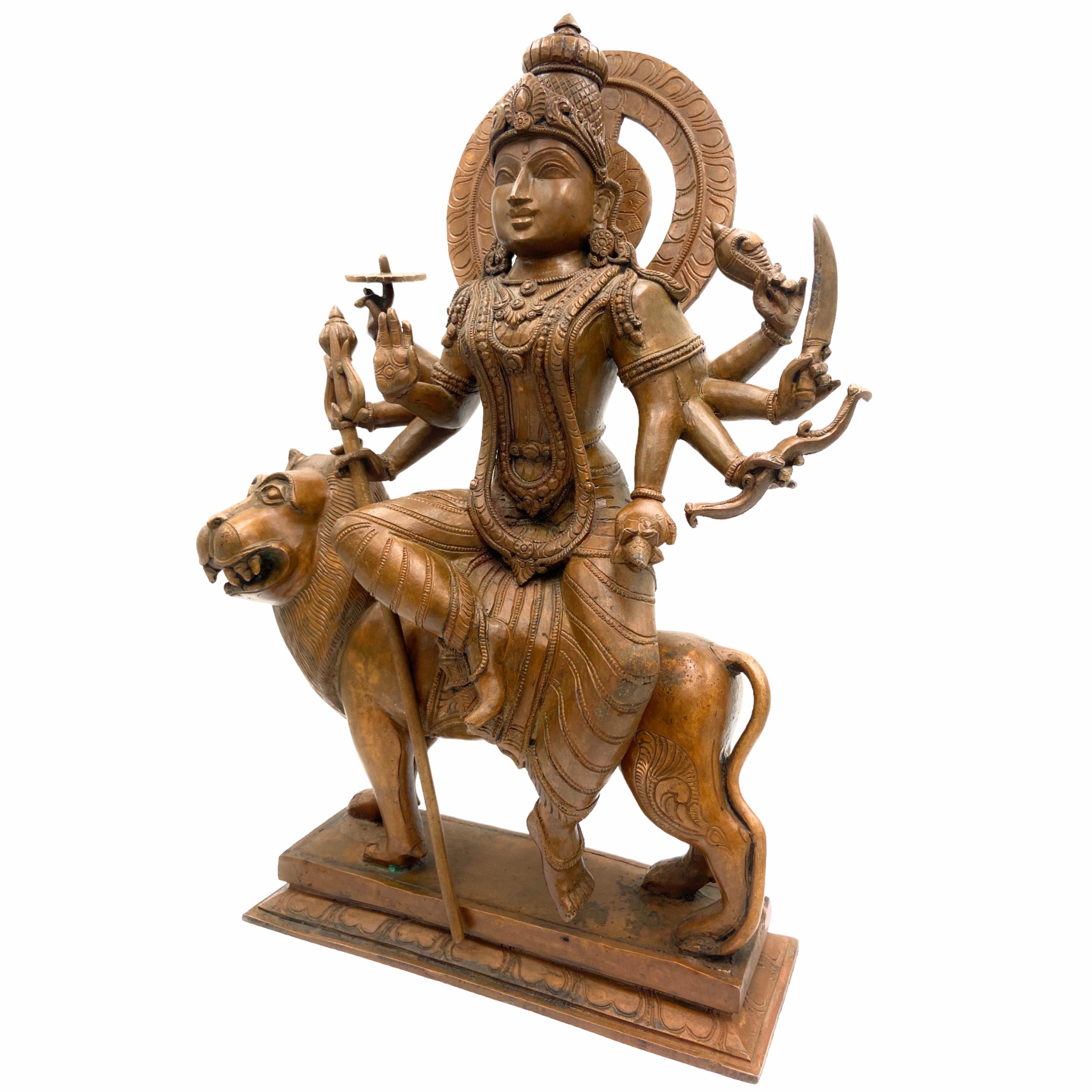 Bronze Durga Statue: Handmade Panchadhatu Goddess Idol, 19 Inch - Etsy