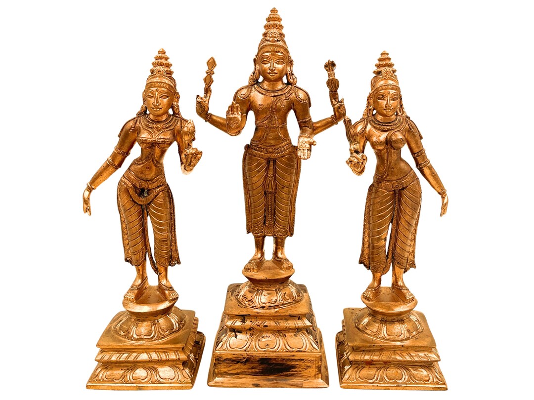Bhunes Bronze Murugan Idols With Devasana and Valli Panchdhatu Kartik ...