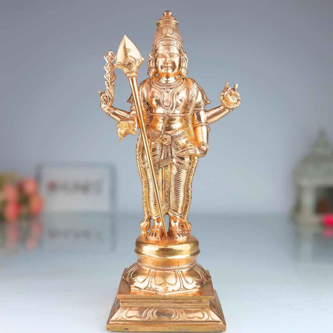 Bronze Handcrafted Lord Murugan Idol | Panchaloha Subramanya Kartikeya ...