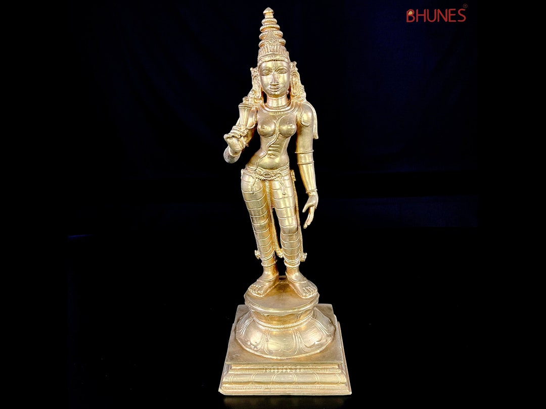 Bhunes Bronze Goddess Parwathi Devi Idol, Panchadhatu Durga Adi ...