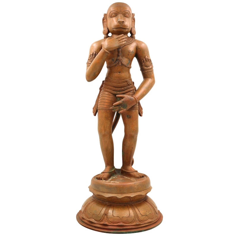 Handmade Panchaloha Hanuman Statue: South Indian Pandya Style Bronze ...