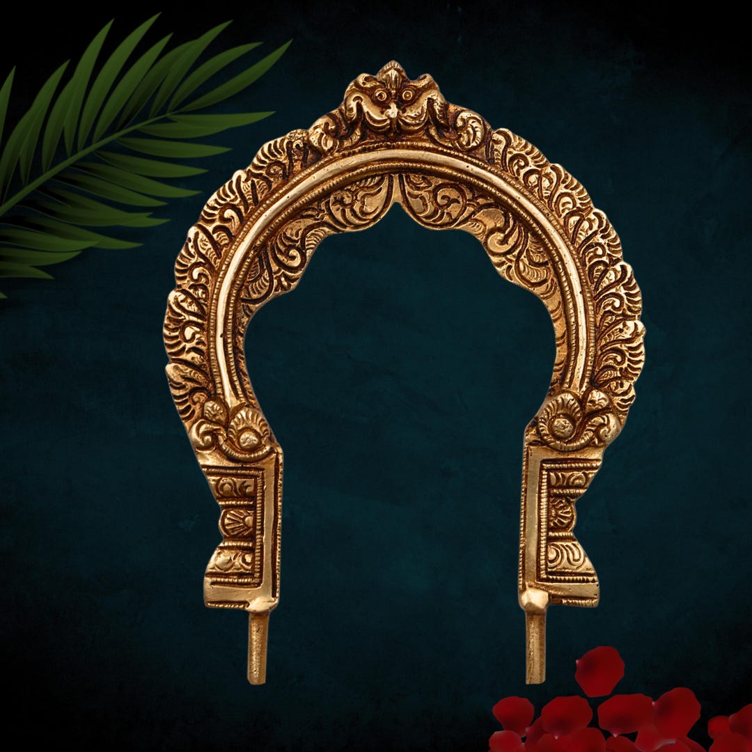 Bhunes Brass Prabhavali Arch Frame – Small Wall Hanging Prabhawali for ...