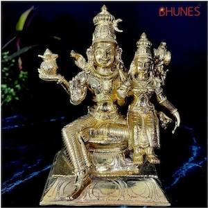 Bhunes Bronze Shiv Parvati Murti With Dhan Kalash, Uma Maheshwara Idols ...