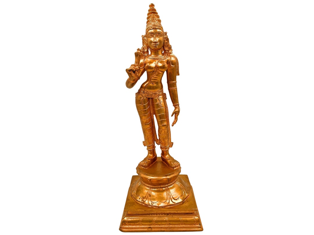 Bhunes Bronze Goddess Parwathi Devi Idol, Panchadhatu Durga Adi ...