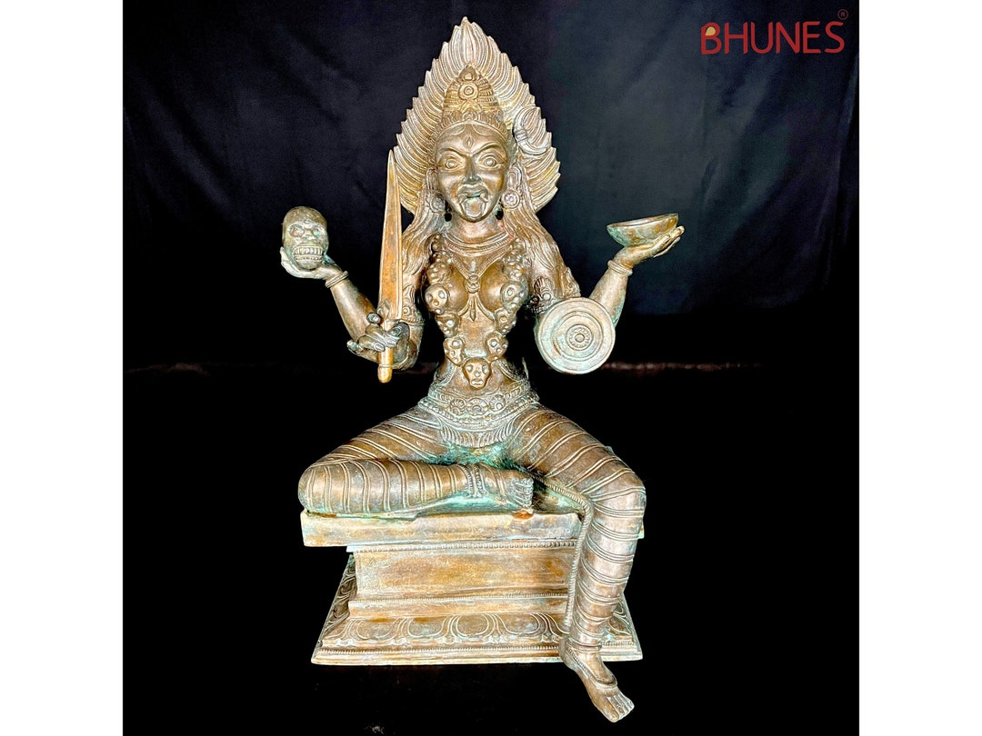 Bronze Handmade Kapali Kali Idol, Panchadhatu Kalika Devi, Dus ...