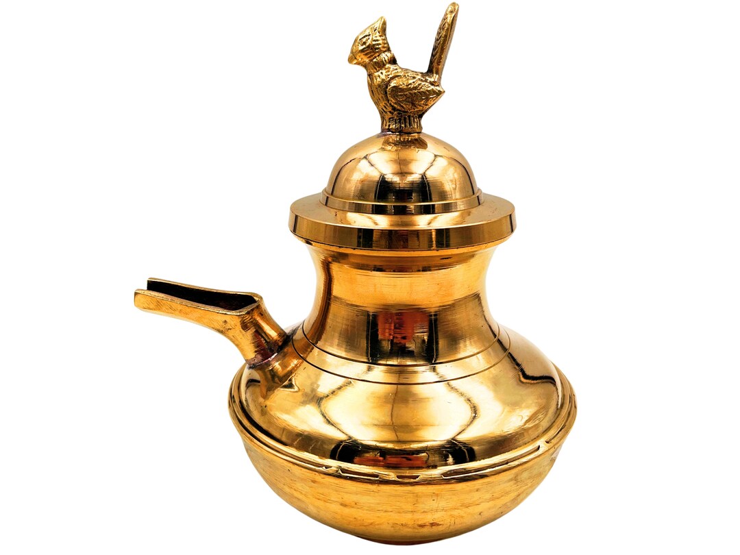 Bhunes Brass Multi Purpose Ghee Pot, Indian Oil Pot With Spout, Ghee ...