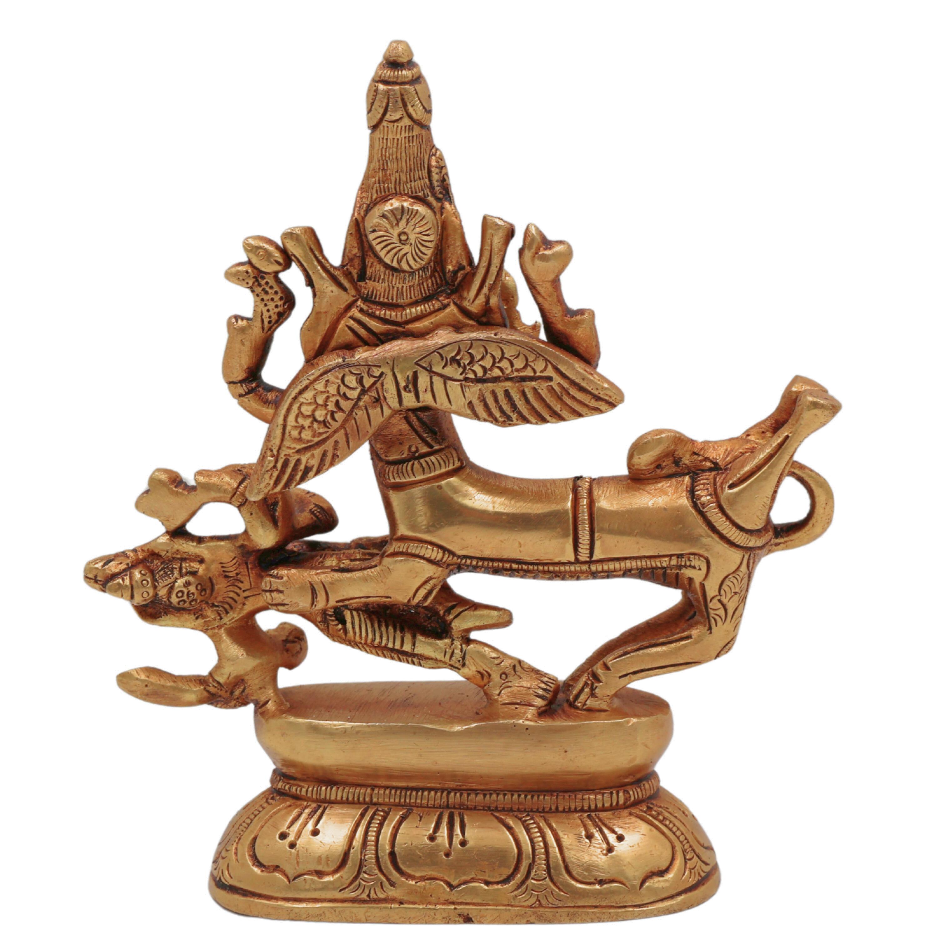 Brass Sharabha Avatar Idol: Handcrafted Sharabhesvara Murti (5.5 Inch ...