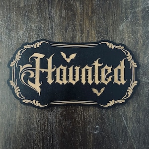 Haunted Wooden Gothic Decor - Engraved Wooden Plaque - Etsy