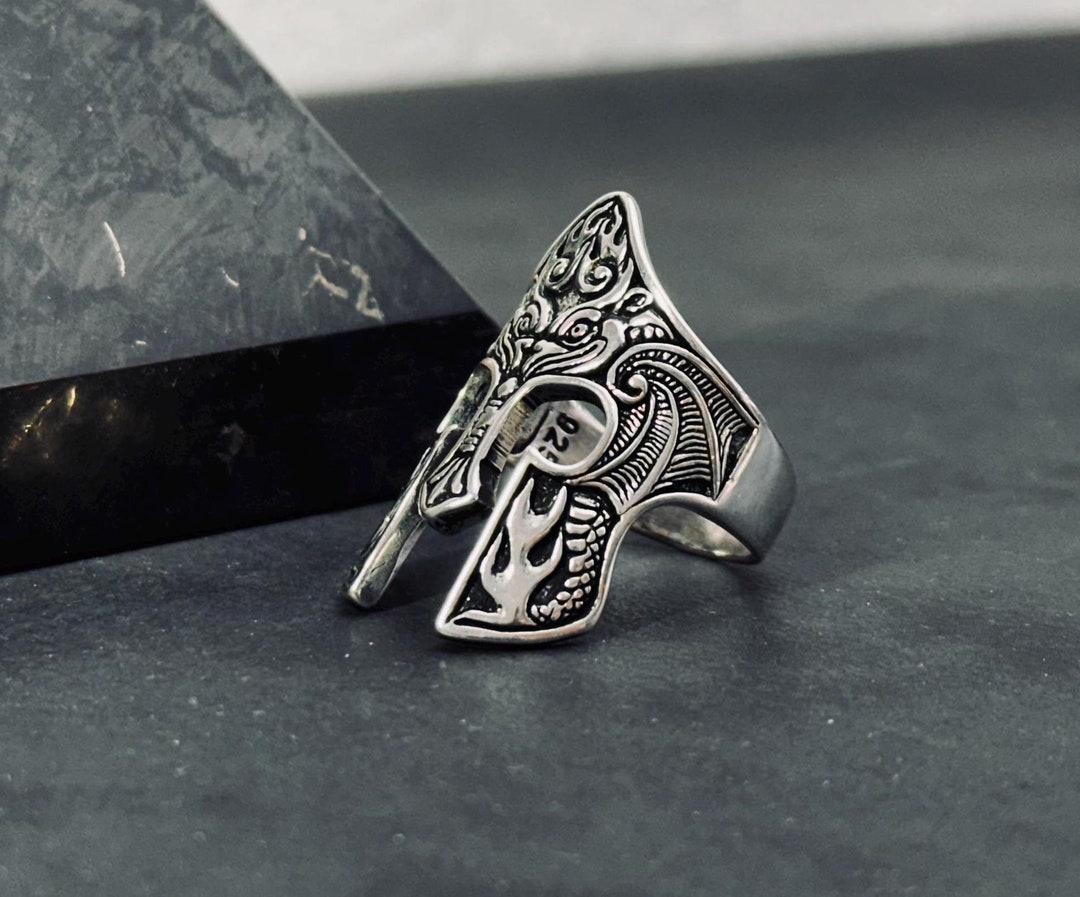 Helm Ring,925k Oxidized Helmet Ring,warrior Helm Ring,engraved Warrior Ring - Etsy
